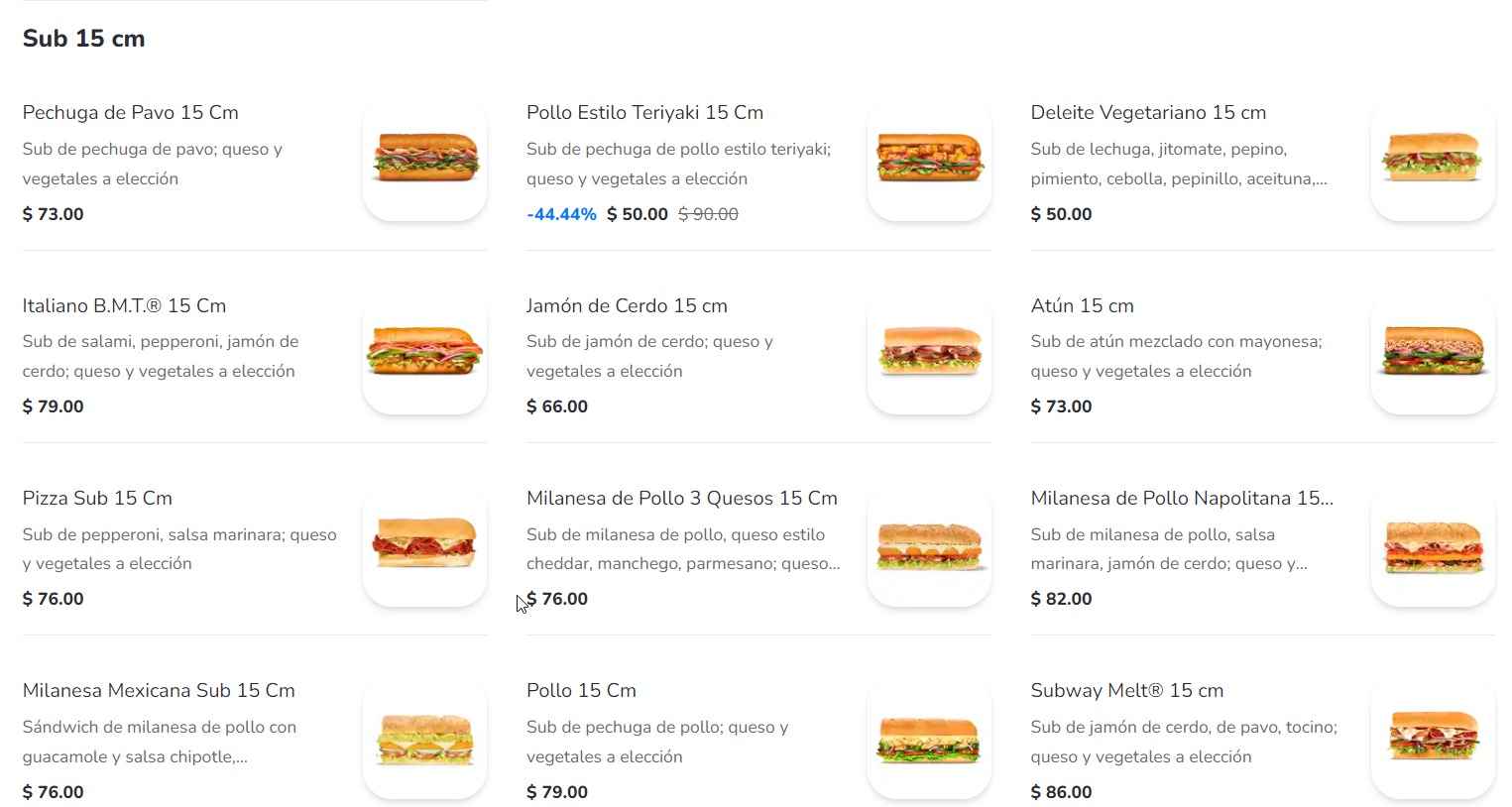 Subway Menu Mexico | Últimas Tarifas 2024
