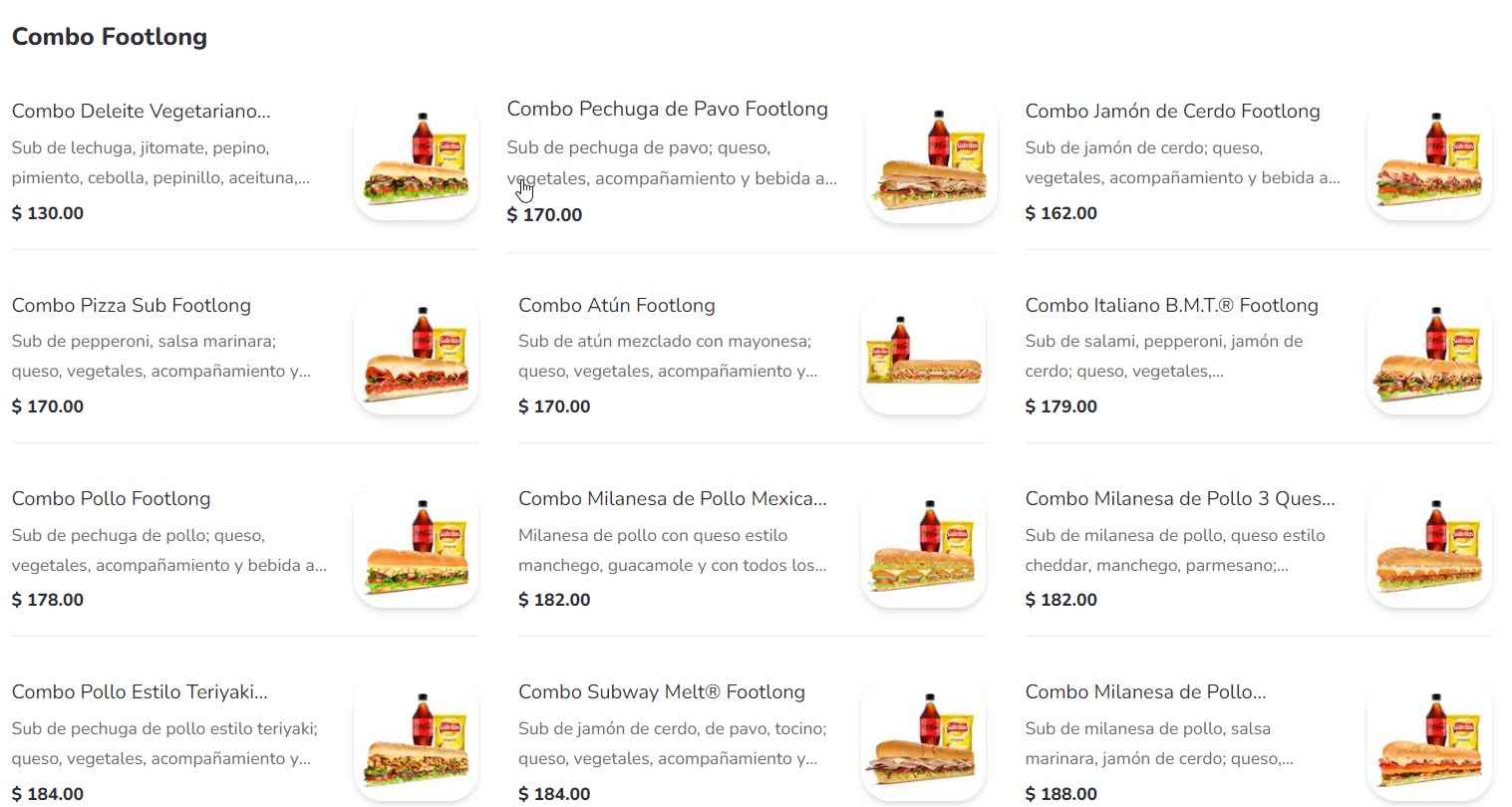 Subway Menu Mexico | Últimas Tarifas 2024