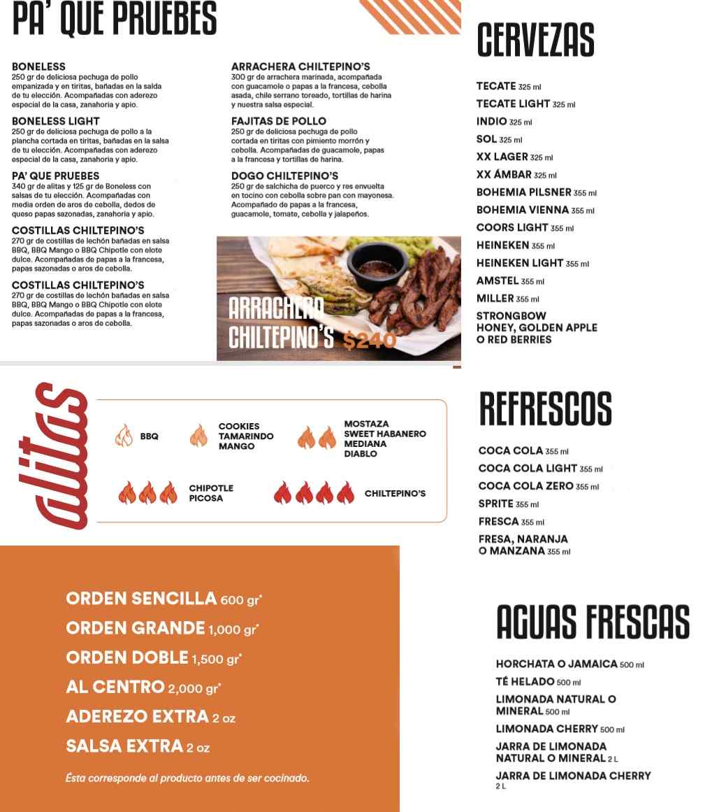 Chiltepinos Menu Mexico | Tarifas Actualizadas 2024