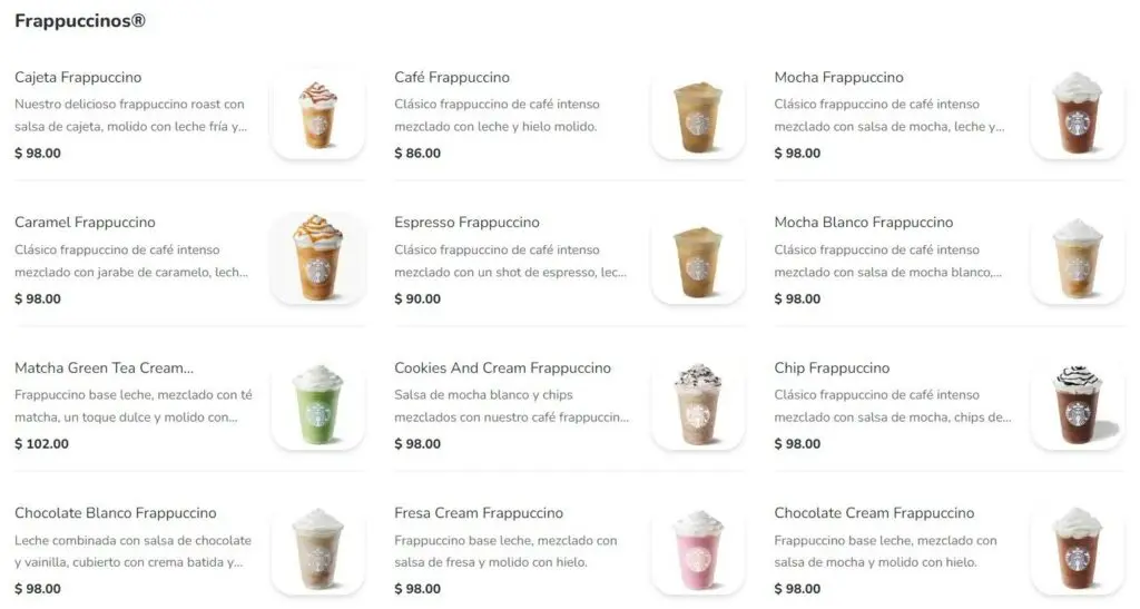 Starbucks Menu Mexico | Tarifas actualizadas 2024