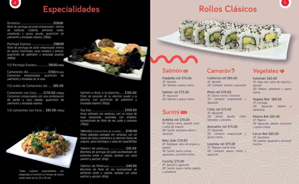 Okuma Menú México | Tarifas Vigentes 2024